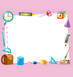 Border template with school items Royalty Free Vector Image