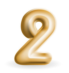 Golden number balloon 2 two realistic 3d Vector Image