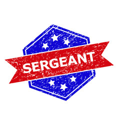 Hexagonal bicolor master sergeant stamp Royalty Free Vector