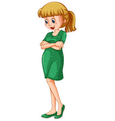 Old woman standing on white background Royalty Free Vector