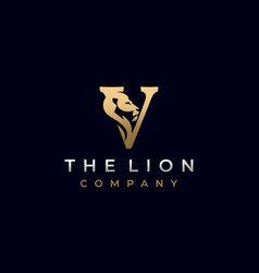 Letter p lion head elegant luxury logo design Vector Image
