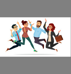 Happy jumping business people excited office team Vector Image