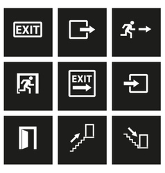 Black exit icons set Royalty Free Vector Image