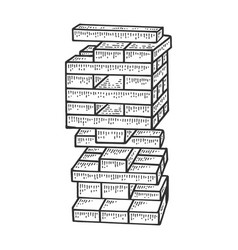 Wooden block tower game sketch engraving Vector Image