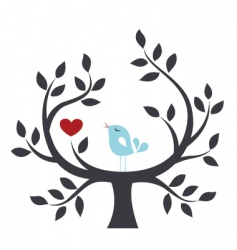 Love birds on tree branch Royalty Free Vector Image