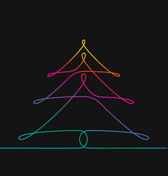One line drawing christmas tree rainbow colors Vector Image