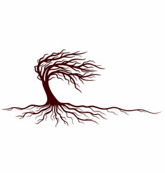 Tree symbol with roots Royalty Free Vector Image