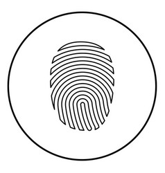 Fingerprint icon black color in circle round Vector Image
