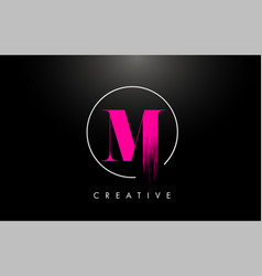 Pink mc brush stroke letter logo design pink Vector Image