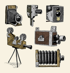 Evolution photo video film movie camera Royalty Free Vector