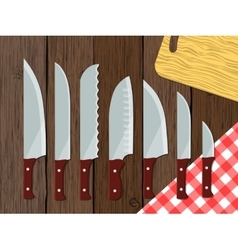 Cutlery Set and Kitchen Knives Royalty Free Vector Image