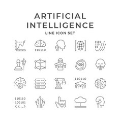 Machine learning line web glyph icons Royalty Free Vector