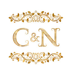 N and c vintage initials logo symbol letters Vector Image