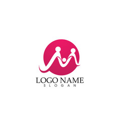 M family care letter wave logo template Royalty Free Vector