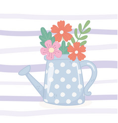 Watering can with flowers foliage decoration Vector Image