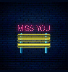 Miss you glowing neon sign with pink heart symbol Vector Image