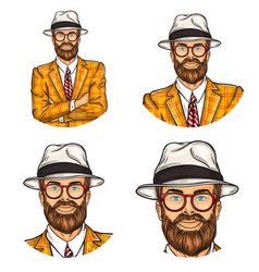 Set of mens pop art round Royalty Free Vector Image