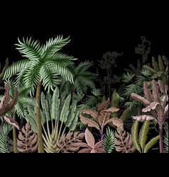Seamless border with tropical tree such as palm Vector Image