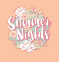 Summer nights typography banner round design Vector Image