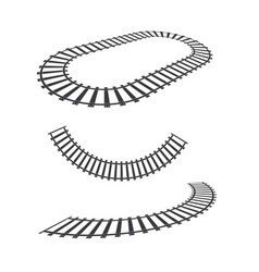 Set railroad tracks in different shapes Royalty Free Vector