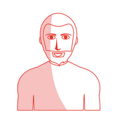 Red silhouette shading cartoon half body man Vector Image