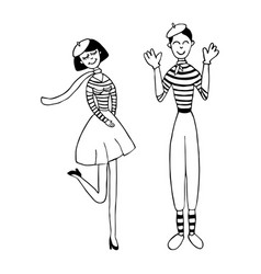 Mime artist perform body motions Royalty Free Vector Image