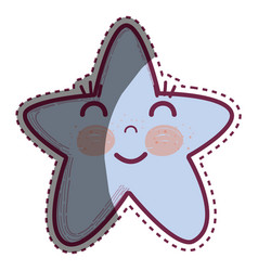 White kawaii cute star with big eyes and cheeks Vector Image