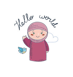 Cute and happy girl say hello Royalty Free Vector Image