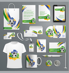 Soccer football game promo materials Royalty Free Vector
