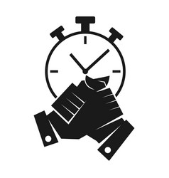 Stopwatch hand commitment teamwork together Vector Image