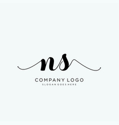Ns initial handwriting logo with rectangle Vector Image