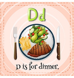 Flashcard letter d is for dinner Royalty Free Vector Image