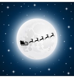 Santa claus goes to sled reindeer of the moon Vector Image