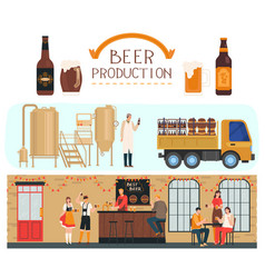 Seamless background with beer brewing process Vector Image
