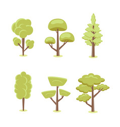 Set of cartoon abstract stylized trees natural Vector Image