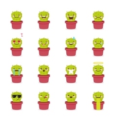 Cute cactus emoticons Royalty Free Vector Image