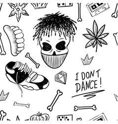 Rap music hip hop doodle pattern with rap Vector Image