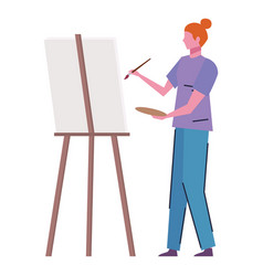 Man painting in canvas Royalty Free Vector Image