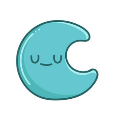 Kawaii angry blue moon emoticon cartoon Royalty Free Vector
