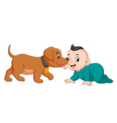 Boy carrying his dog Royalty Free Vector Image