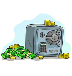 Cartoon steel safe box with lock icon Royalty Free Vector