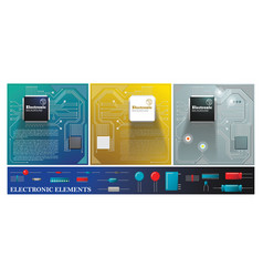 Flat electronic components concept Royalty Free Vector Image