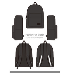 Backpack fashion flat technical drawing template Vector Image