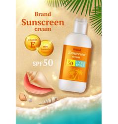 Sunscreen ads template sun protection sunblock Vector Image