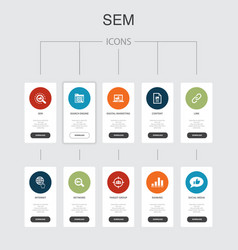 Sem infographic 10 steps template search engine Vector Image