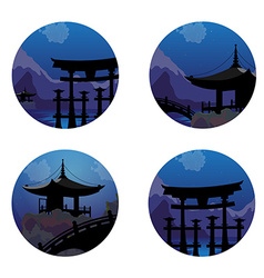Icons with a Japanese landscape Royalty Free Vector Image