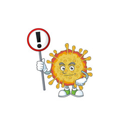 Smiling cartoon coronavirus spread with a sign Vector Image