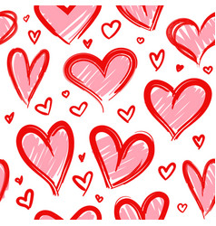 Heart symbol seamless pattern hand drawn sketch Vector Image