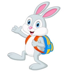 Cute rabbit with backpack Royalty Free Vector Image