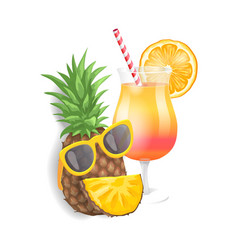 Cocktail glass with pineapple Royalty Free Vector Image